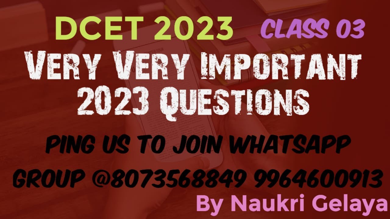 DCET CLASS 3 || COMMON TO ALL BRANCHES || DIPLOMA COMMAN ENTRANCE TEST ...