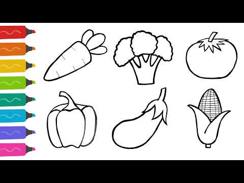 How to Draw Vegetables for Kids 🍅🥦🥕 | Easy Drawing and Coloring