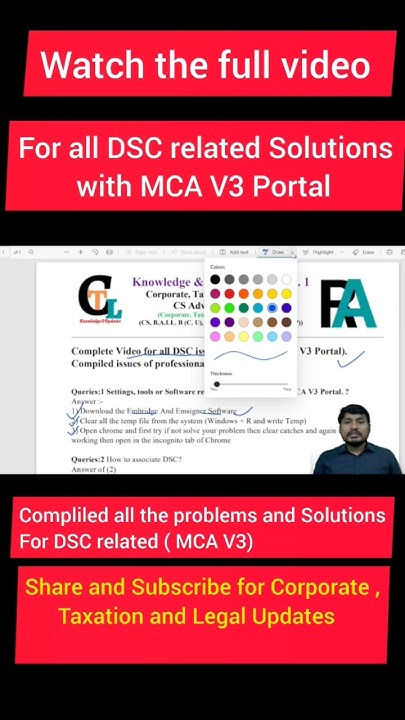 Complete Video for all DSC issues & quaries (MCA V3 Portal). Compiled issues & Solutions of it ...