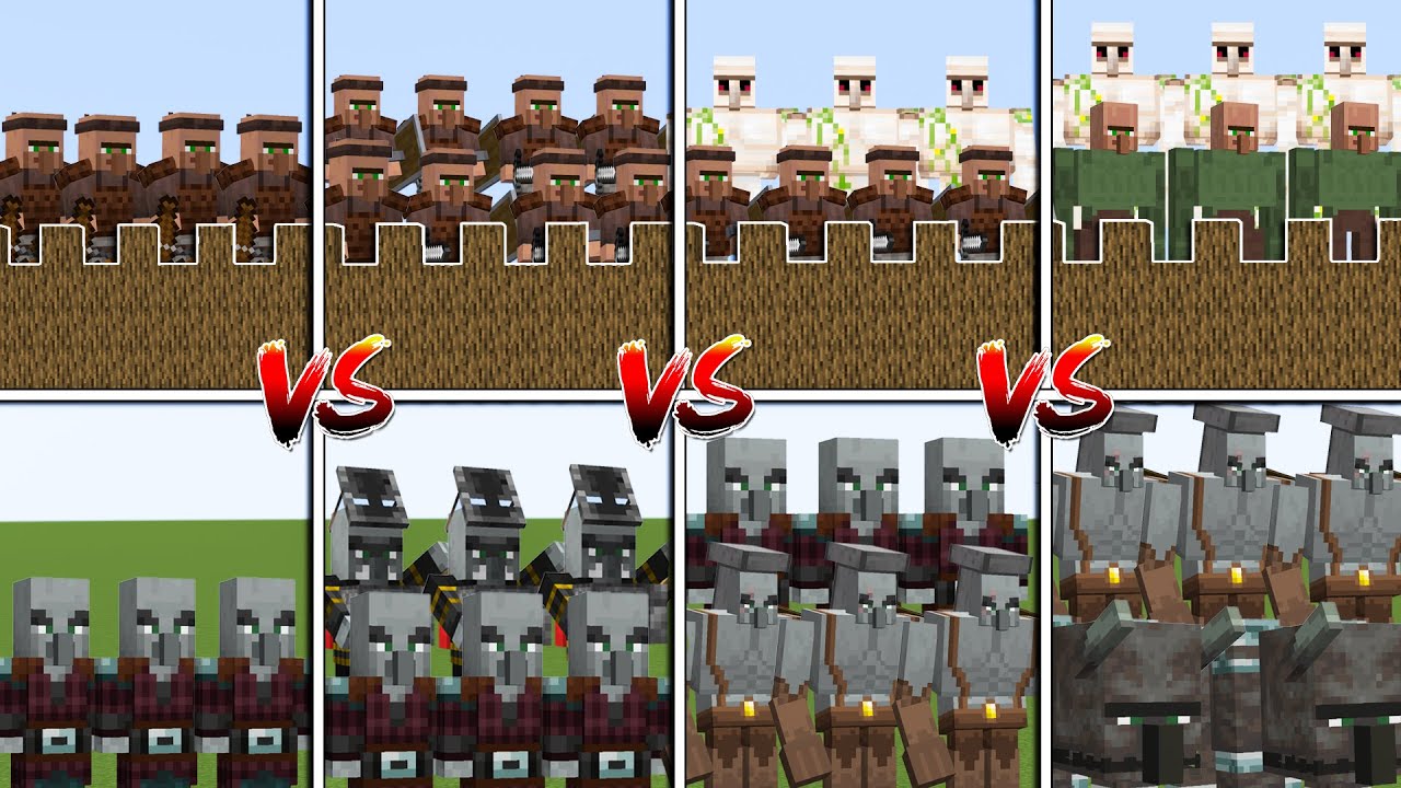 VILLAGE ARMY vs PILLAGER RAID ARMY | Minecraft Mob Battle - YouTube