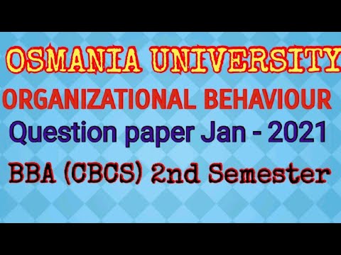 Organizational Behaviour | Question paper Jan-2021 | BBA (CBCS) 2nd ...