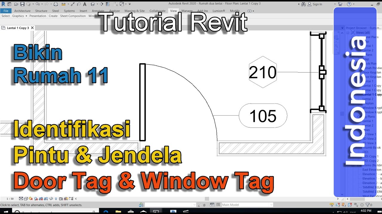 REVIT BIKIN RUMAH 11 – Door tag dan window tag - YouTube