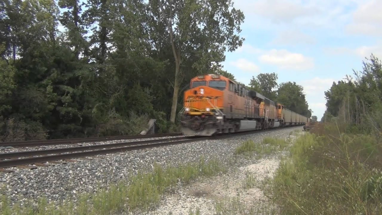 BNSF 6357 and 9953 West at Bridgman, MI 9/2/12 (HD) - YouTube