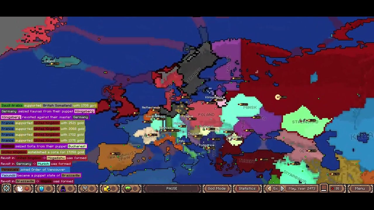 Ages Of Conflict World Map 1938 - 2600 (part 2) - YouTube