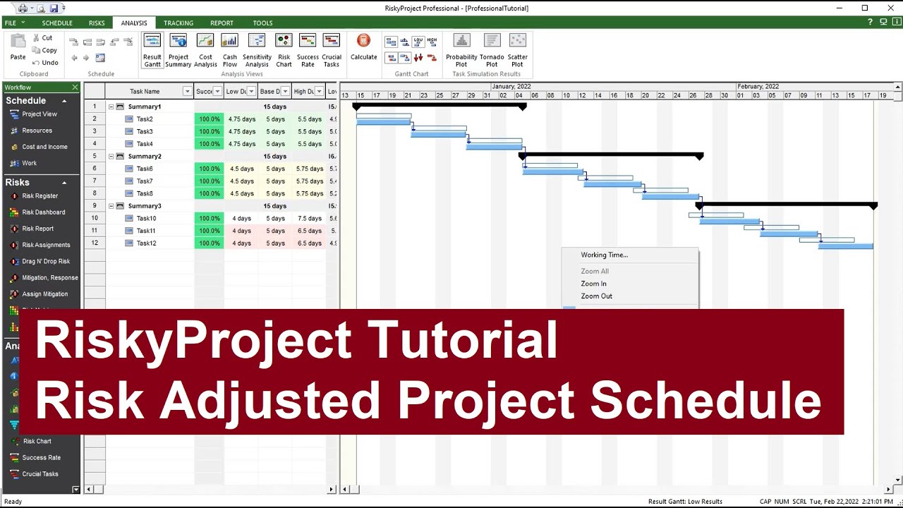 RiskyProject Tutorial: Risk Adjusted Schedule - YouTube