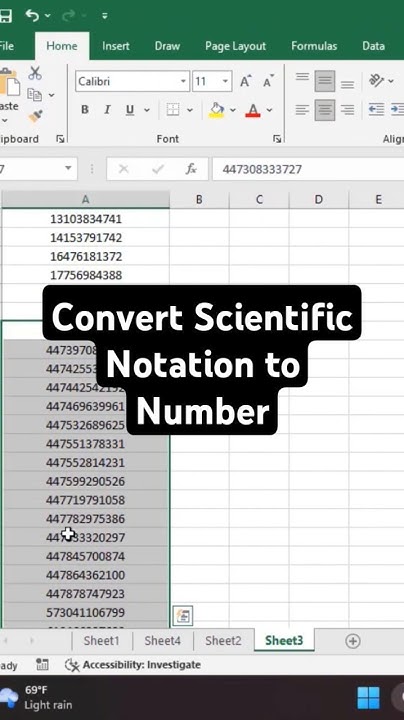 Convert Scientific Notation to Numbers in Excel ll Number Formatting in ...