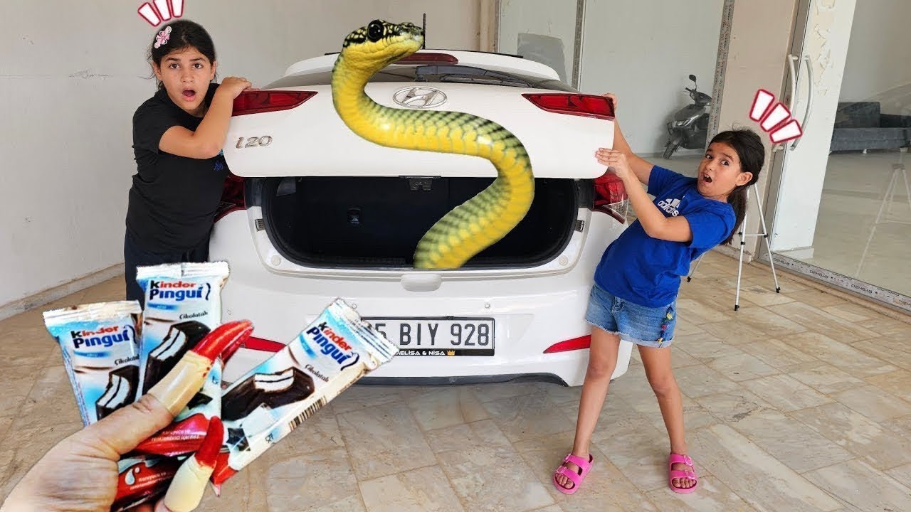 EYVAH OLAMAZ MELİSA NİSA BAGAJDA DEV YILAN VAR !! ARABAYA GİRMEK İSTEMİŞ !! - YouTube