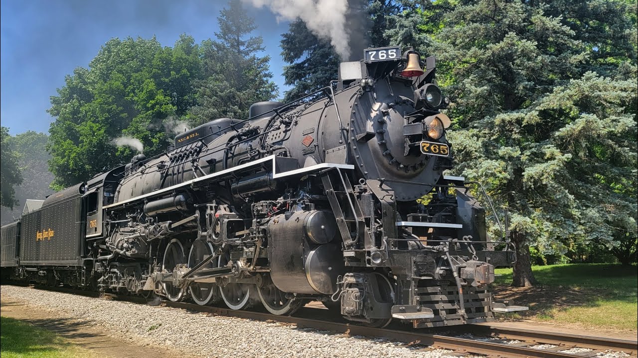 Nickel Plate Railroad 765 as she heads out with NPR 358 !! Listen to ...