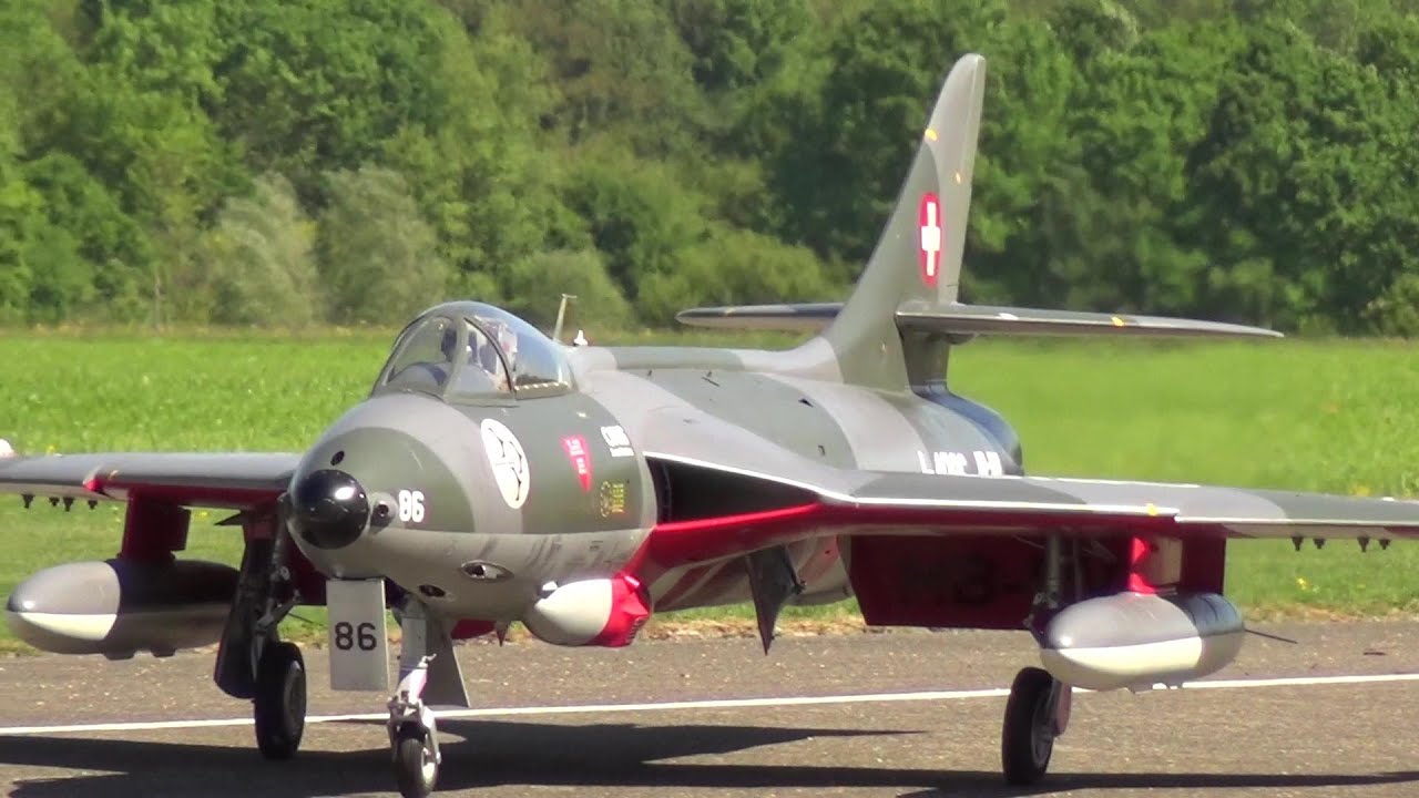 GIANT RC JET SWISS HAWKER HUNTER F-58 ULTRA DETAILED SCALE MODEL SWISS ...