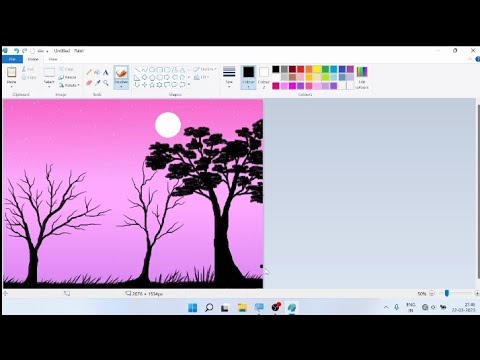How to draw in computer || night scenery drawing || microsoft paint ...