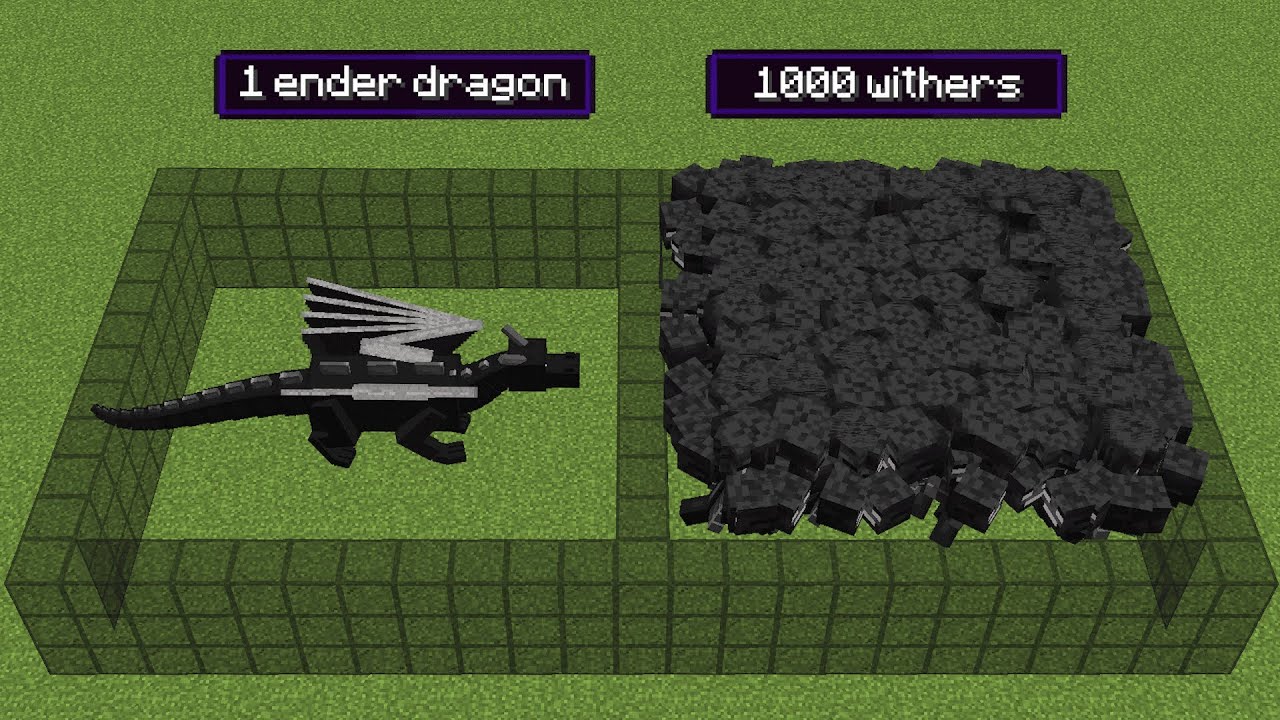 1000 withers vs 1 super ender dragon (but dragon has all effects) - YouTube
