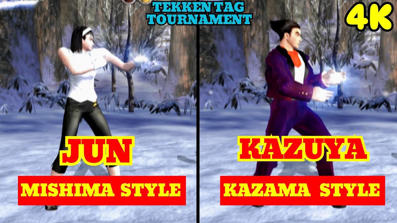 Tekken Tag Tournament | Jun & Kazuya Exchange Moves. Gameplay (4k 60fps ...
