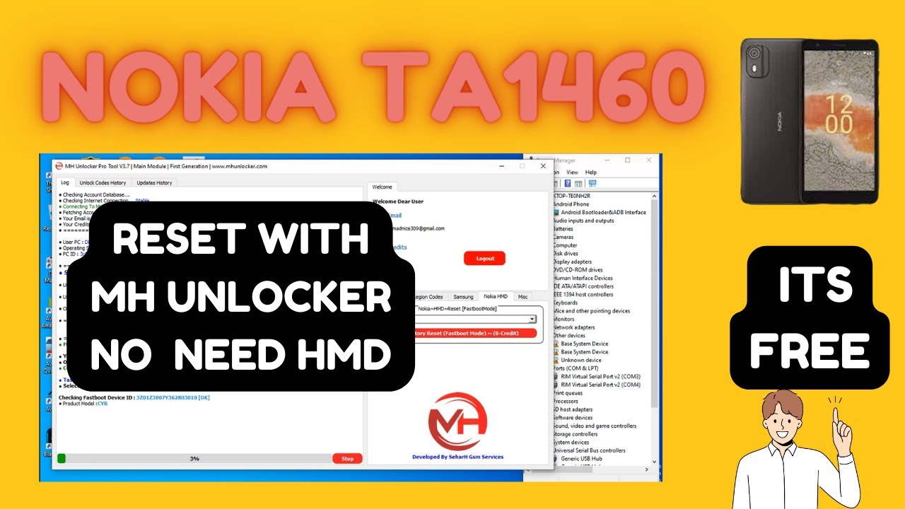 How to reset Nokia TA-1460 with MH Unlocker 🔥💥🧨| Free reset solution ...