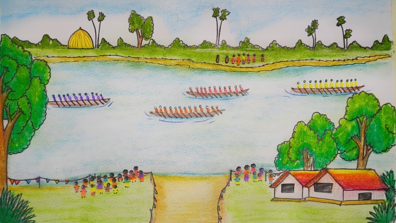How to Draw Scenery of Boat Regatta Step by Step (Very Easy ...