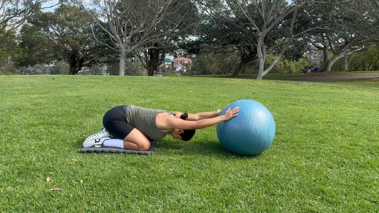 Stability Ball Lat Stretch - YouTube