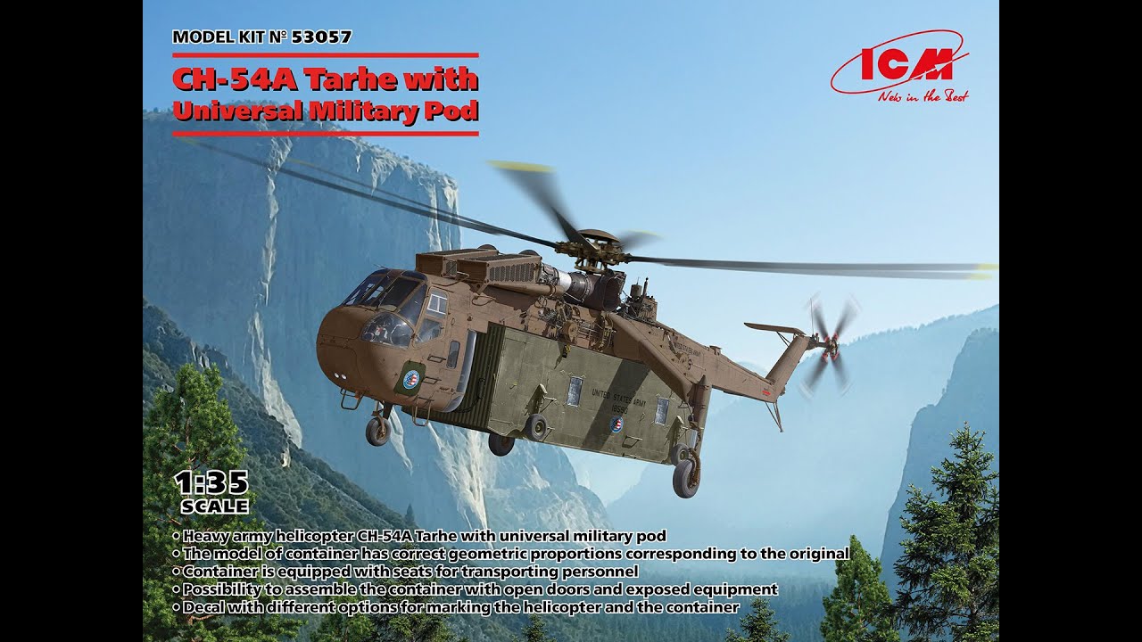 ICM 1/35 CH-54A & Universal Military Pod (53057) kit review - YouTube