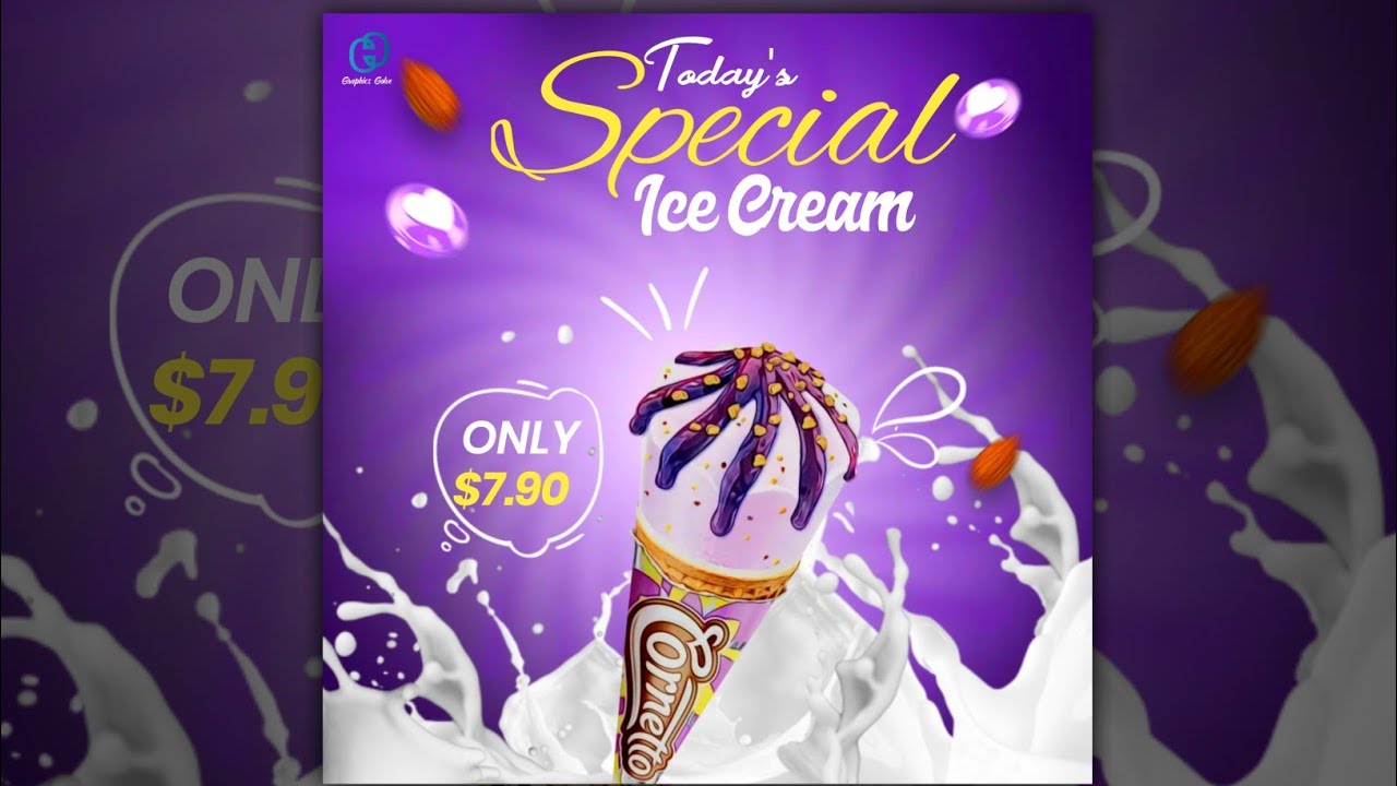 Ice Cream Ads Flyer Design In Pixellab | Pixellab Tutorial - YouTube