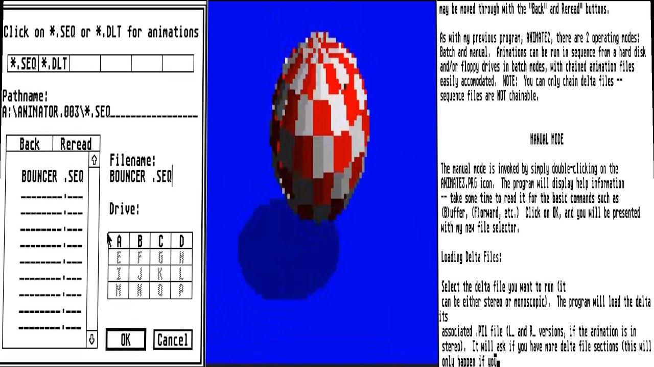 ATARI ST Animate 3 By Tom Hudson & BOUNCER AMIGA BOING BALL 1987 ...