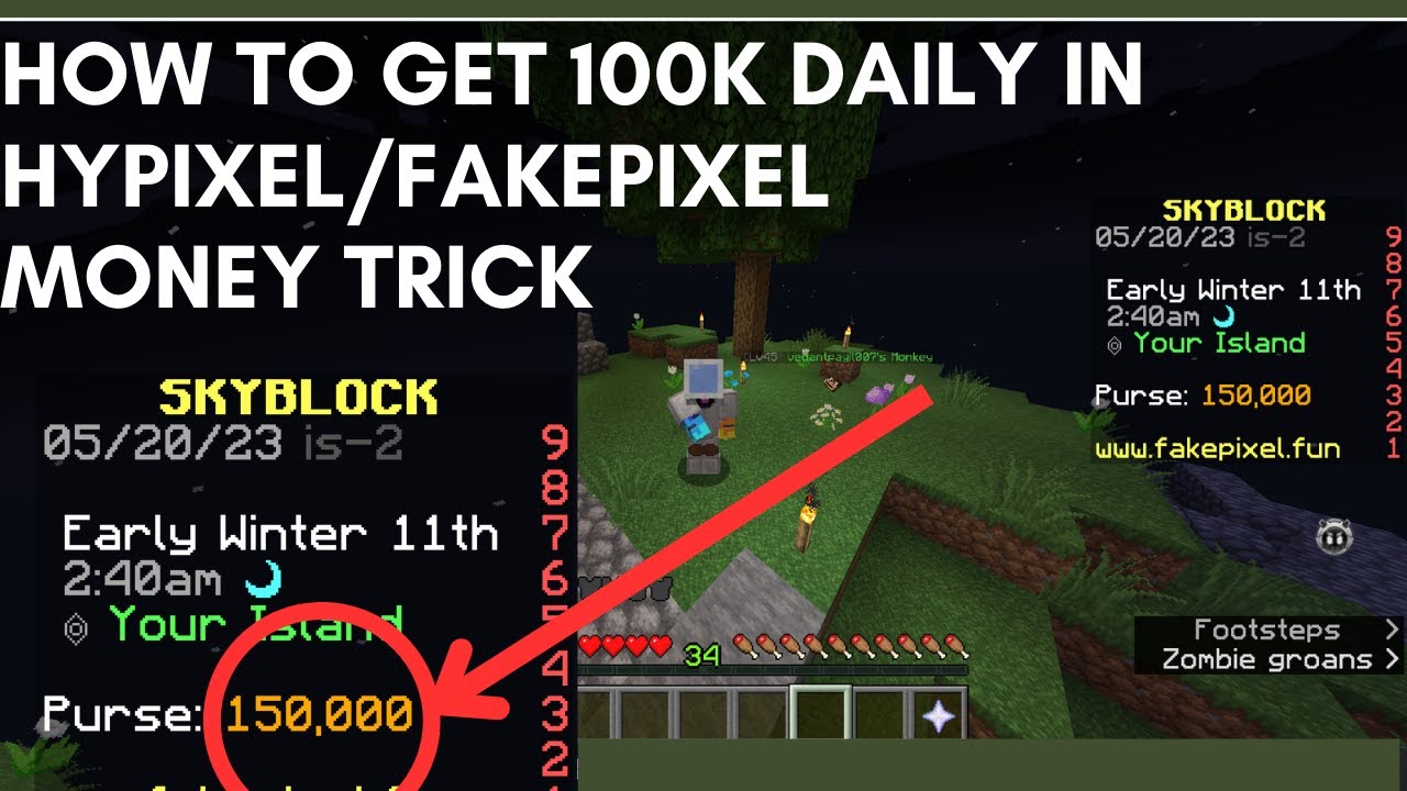How to get 100k money in hypixel / fakepixel daily very ez to get - YouTube