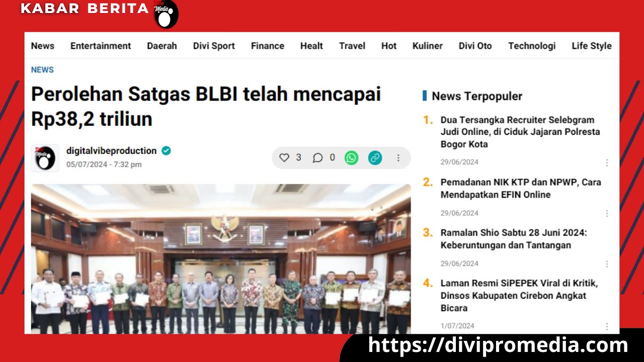 Satgas BLBI Peroleh Hingga Mencapai Rp38,2 triliun - Divi News - YouTube