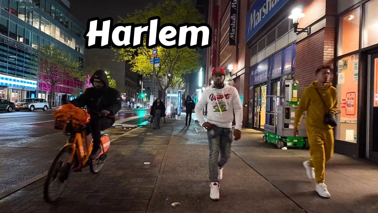 New York Street Tour - Central Harlem NYC Walkthrough Video At Night ...