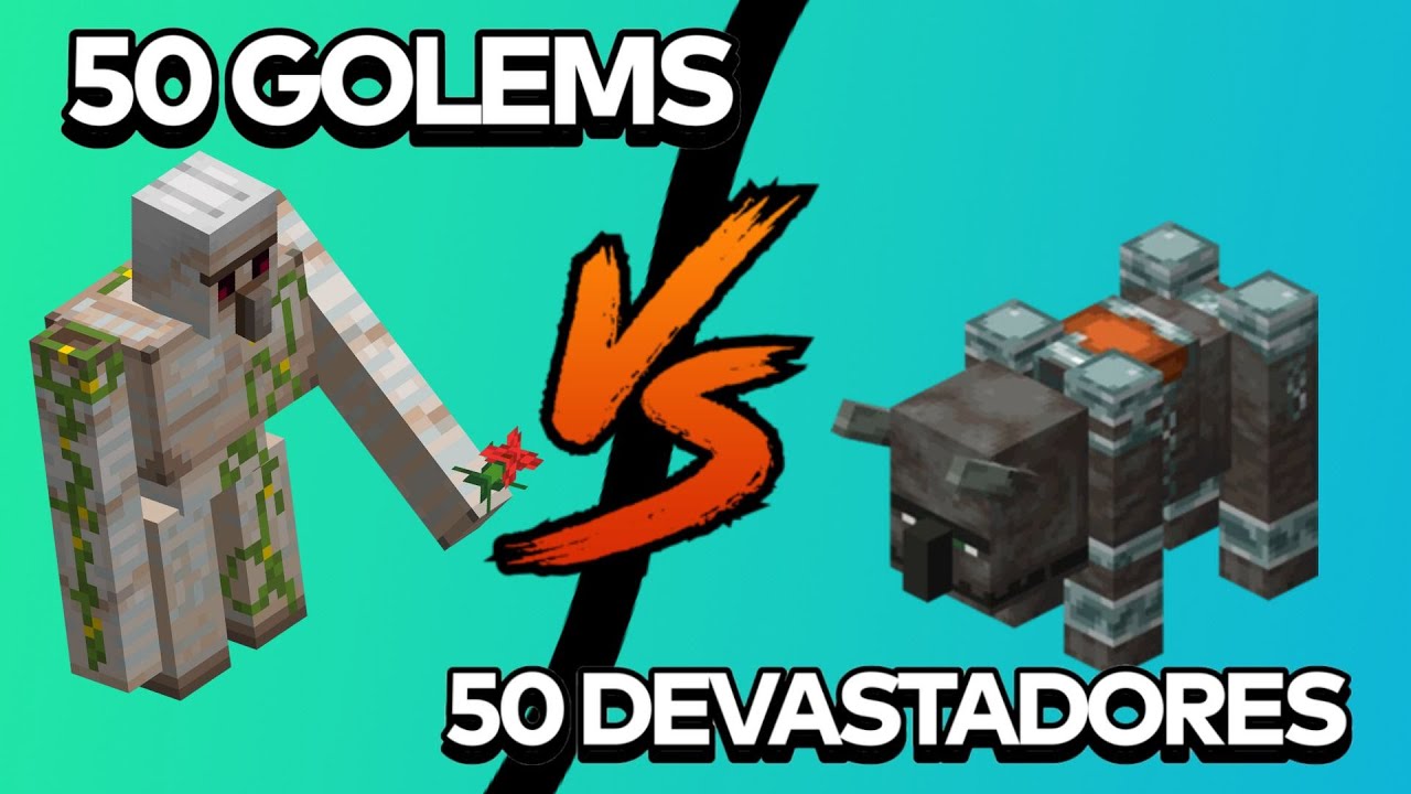 EPICAS BATALLAS DE MINECRAFT: 50 GOLEMS VS 50 DEVASTADORES - YouTube
