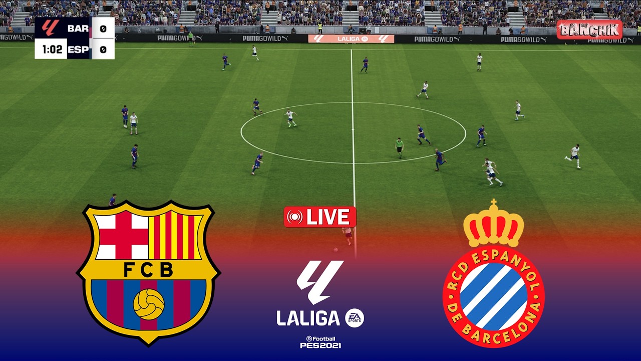 🔴BARCELONA vs ESPANYOL - La Liga 2026 Match | Pes 21 Video Game ...