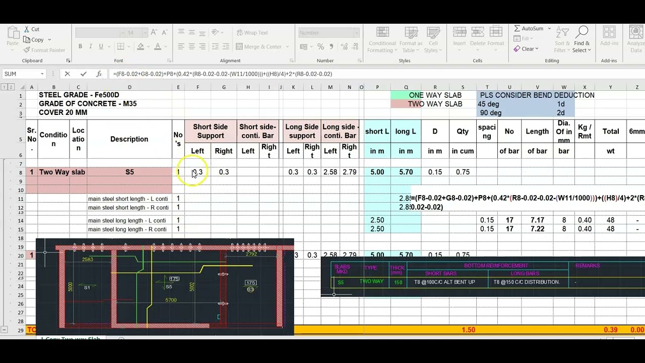 RCC Two Way Slab - Practically an easy way quantity takeoff with using ...