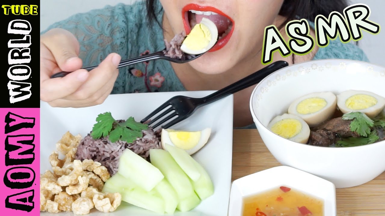 ASMR Eating Dinner | THAI FOOD | Moo Palo with Crispy pork skin ...