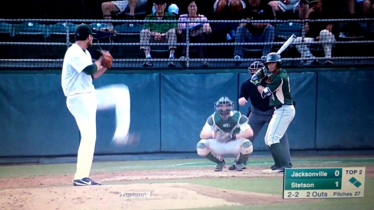 Stetson's Jack Perkins pitching vs. Jacksonville - YouTube