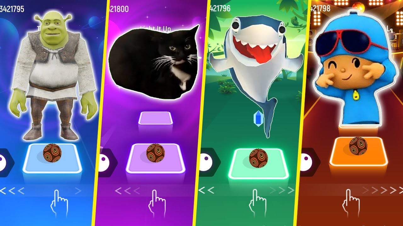 Tiles Hop | Shrek vs Maxwell vs Baby Shark vs Pocoyo | Sea of games ...