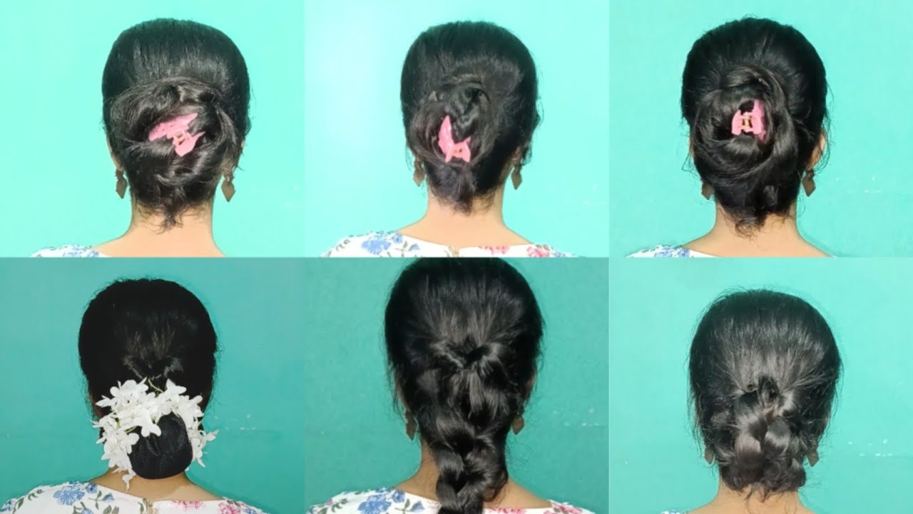 6 ( Six) Indian Bun Hairstyles / Beautiful Khopa Hairstyle / Bengali ...