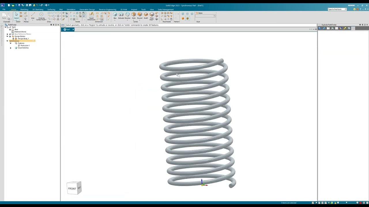 Solid Edge Create Spring With Synchronous - YouTube