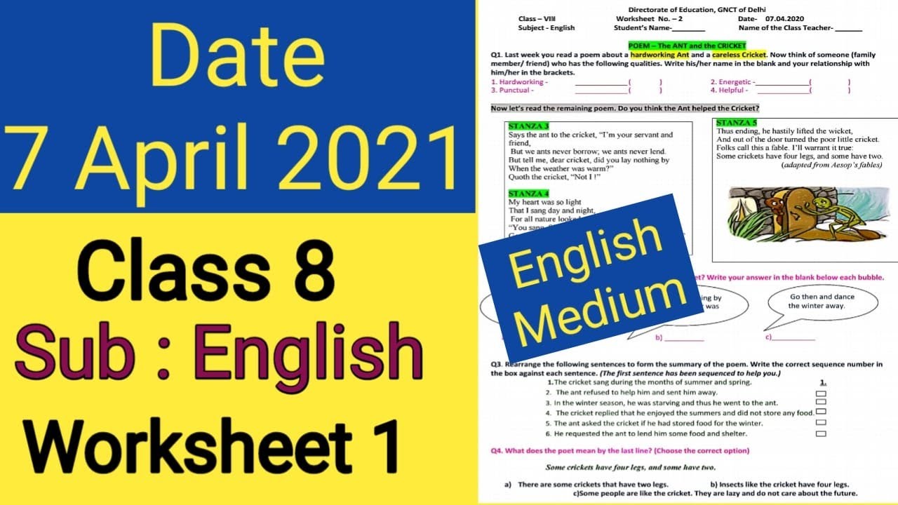 Class 8 Worksheet 1 english (7 April 2021)wednesday/Worksheet 1 class 8 ...
