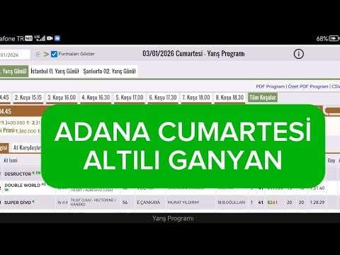 3 Ocak 2026 Cumartesi Adana at yarışı tahminleri Adana altılı ganyan tahminleri | Oğulcan K.