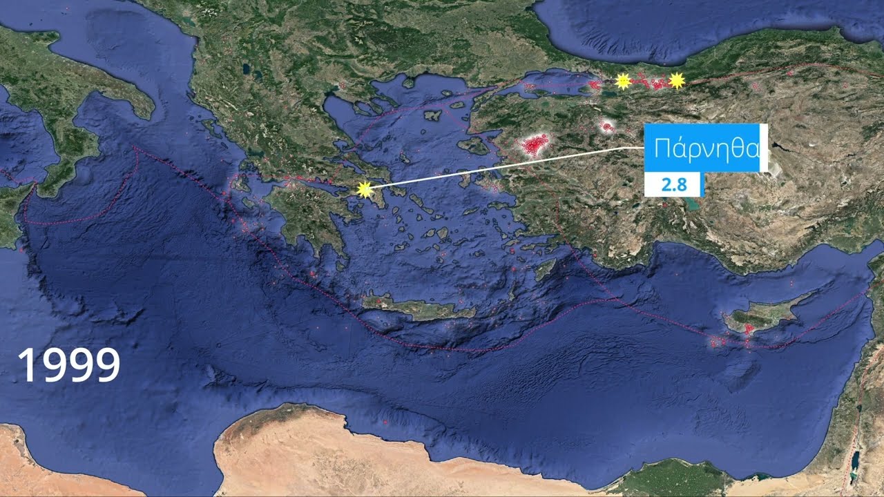 30 years of earthquakes in Greece timelapse animation - YouTube