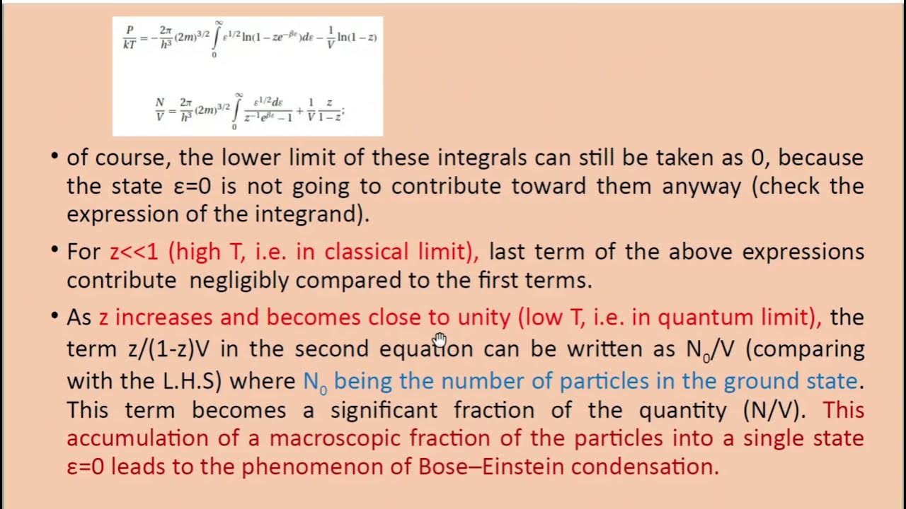 Ideal bose gas and its thermodynamical properties: Part 1 - YouTube