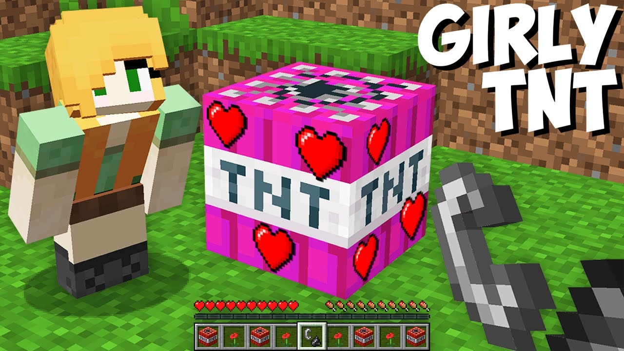What happens if you LIGHT NEW GIRLY TNT in Minecraft ? SUPER LOVE TNT ...