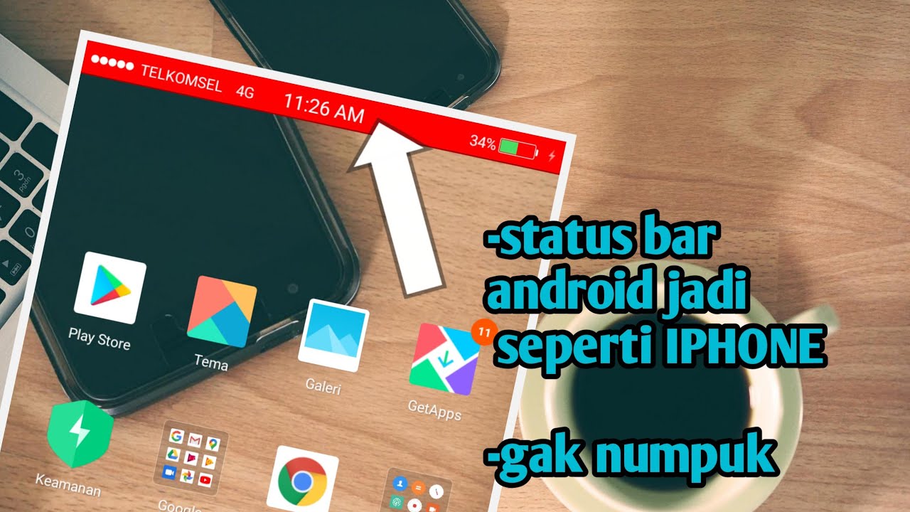 Cara merubah status bar android jadi seperti iphone - YouTube