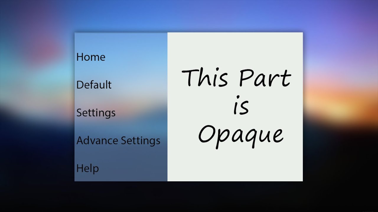 Half Transparent Flat Menu Design in Visual Studio | WPF C# - YouTube
