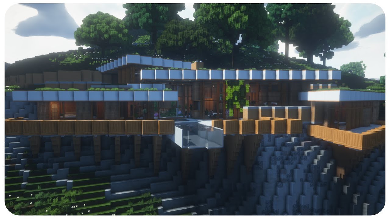 MINECRAFT Modern CLIFF House - Showcase - YouTube
