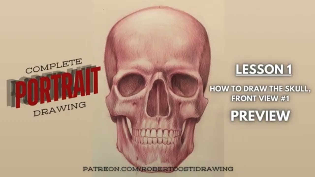 Complete Portrait Drawing Lesson 1 - How to draw the Skull Part 1 ...