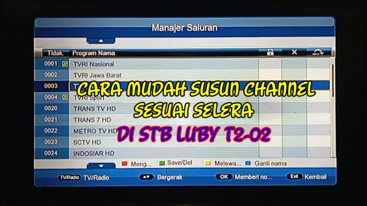 CARA MUDAH SUSUN CHANNEL DI STB LUBY T2-02 SESUAI SELERA KITA SENDIRI ...