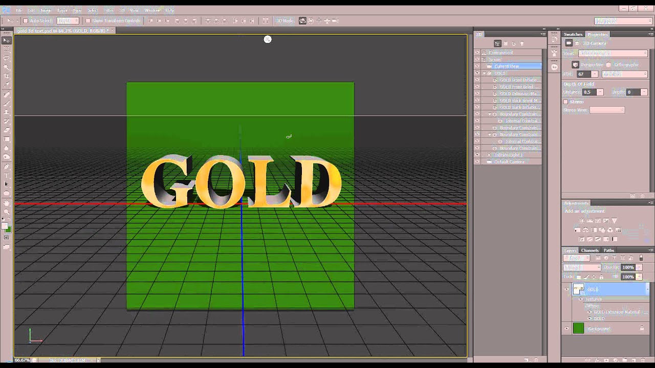 Photoshop Tutorial: 3D Gold Beveled Text. - YouTube
