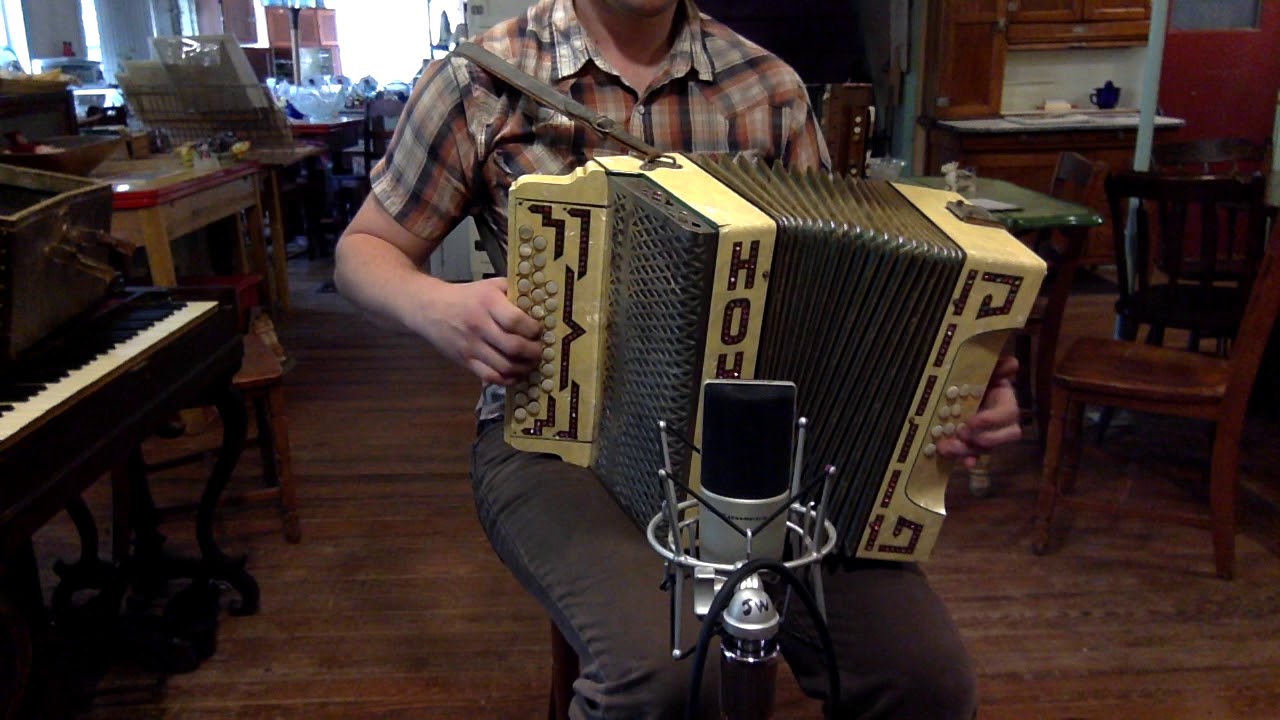1930s Hohner Bb/Eb fancy rhinestone 2-row button accordion - YouTube
