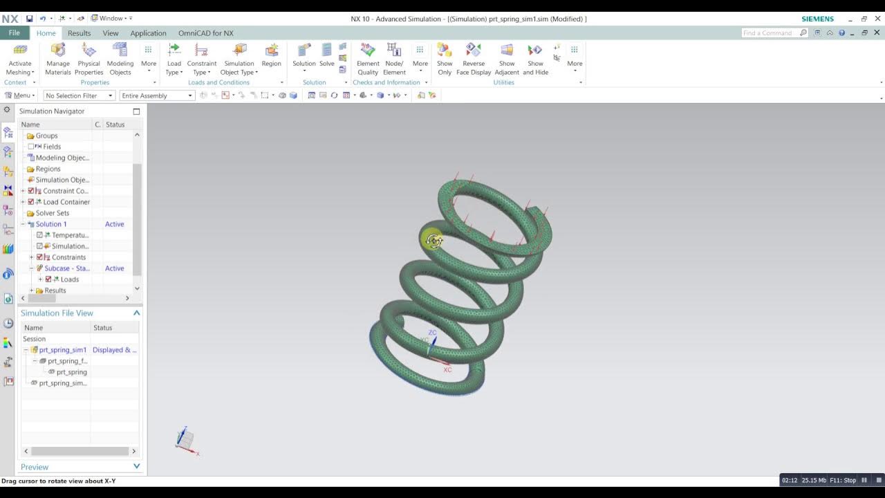 Siemens Nx tutorial Helical spring Linear static analysis with Nastran ...