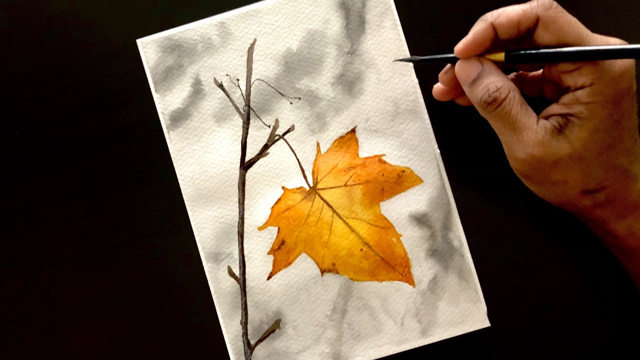 How To Paint A Realistic Fall Leaf With Watercolors | Step By Step ...