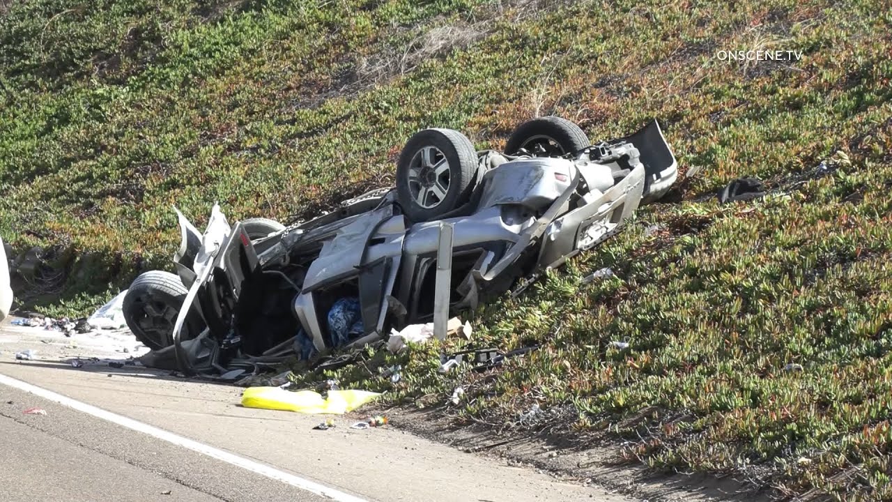 Driver Killed After Car Flies Off Freeway Bridge - YouTube
