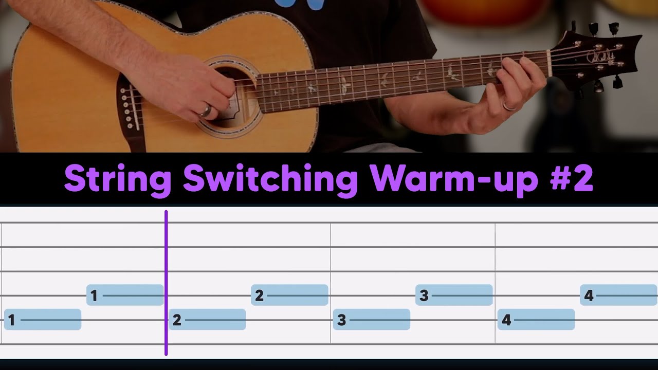 Beginner Acoustic Guitar: String Switching Warm-up #2 - YouTube