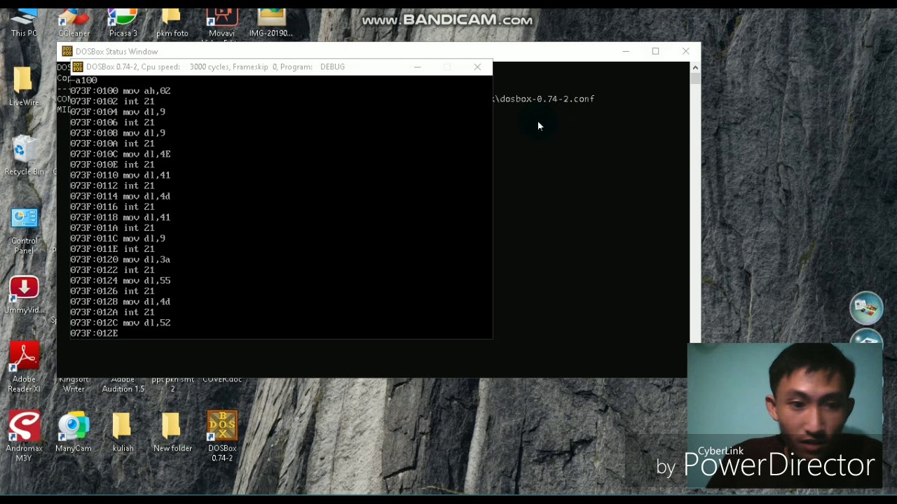 Cara membuat Nama pada cmd/dos box dengan menggunakan bahasa assembly ...